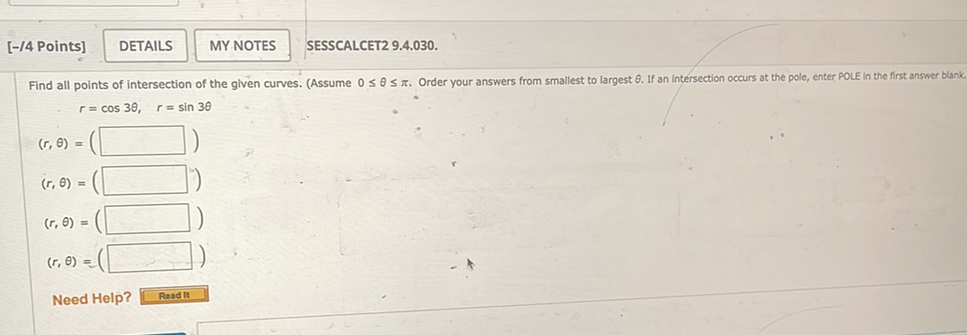 Find all points of intersection of the given | StudyX