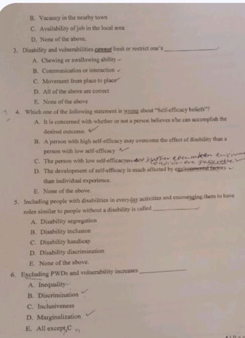 3. Disability and vulnerabilities cannot | StudyX