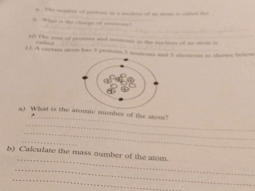 11. A certain atom has 5 protons, 5 neutrons | StudyX