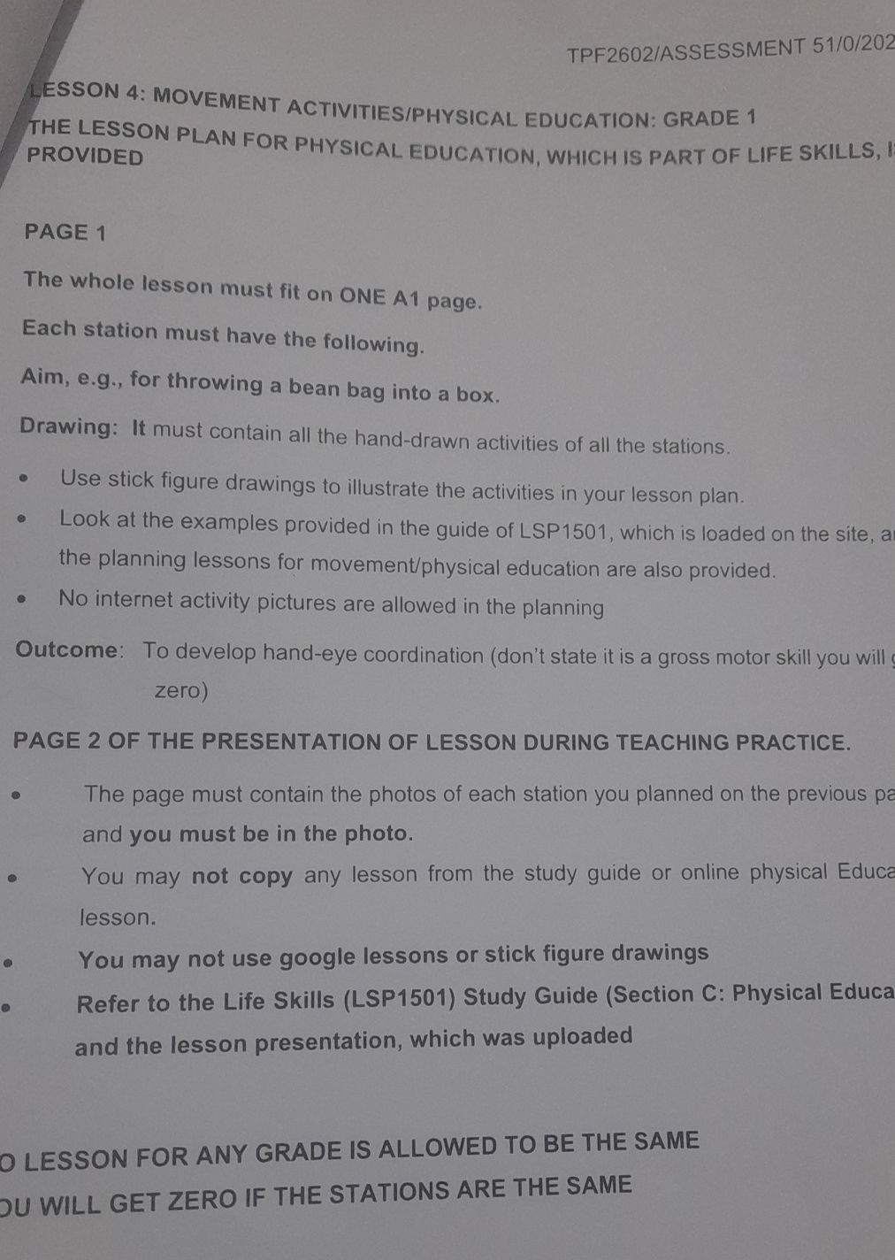 LESSON 4: MOVEMENT ACTIVITIES/PHYSICAL | StudyX