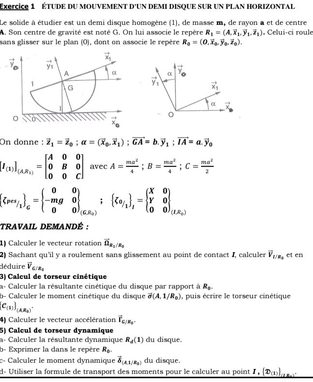 Exercice 1 ÉTUDE DU MOUVEMENT D'UN DEMI | StudyX