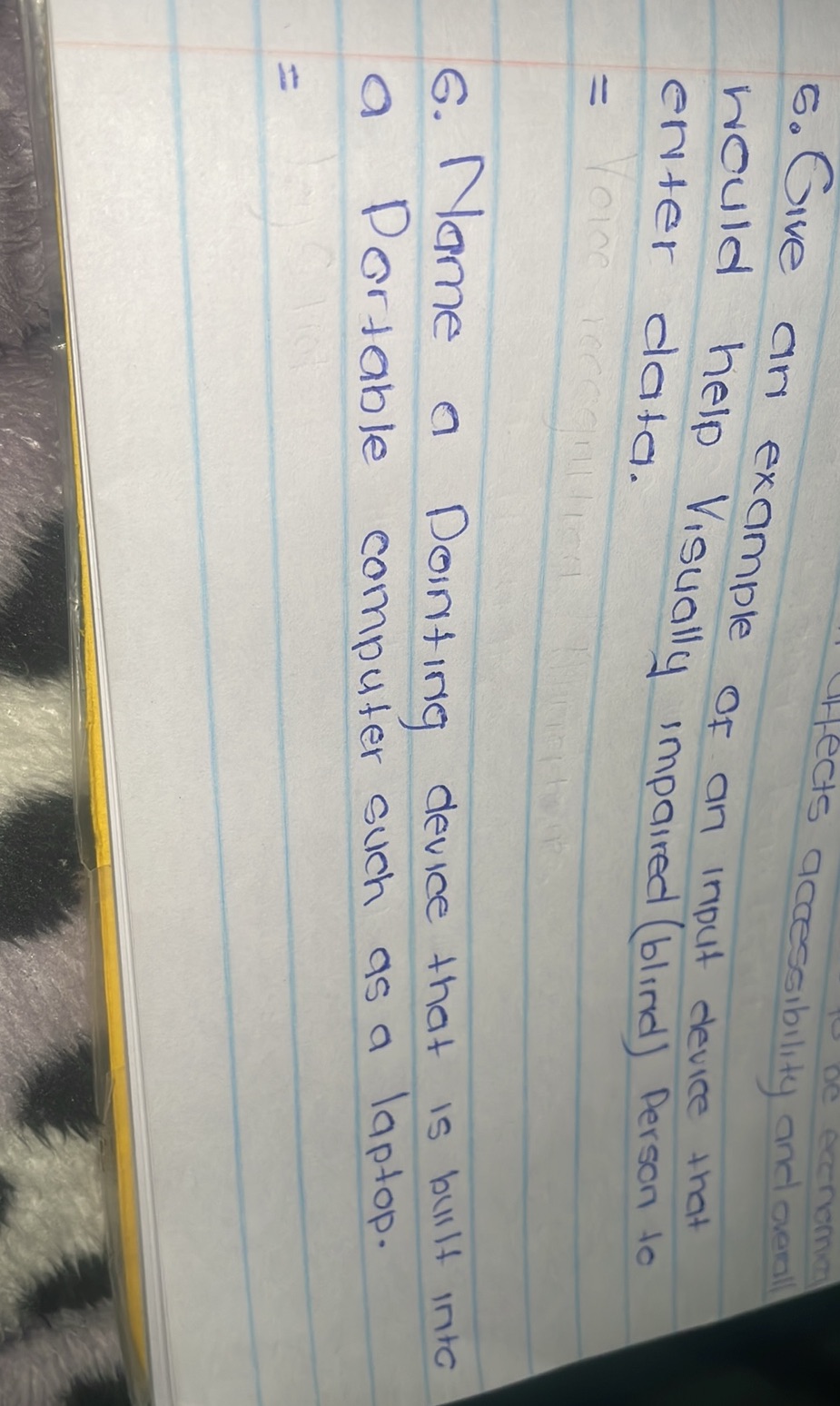 5. Give an example of an input device that | StudyX