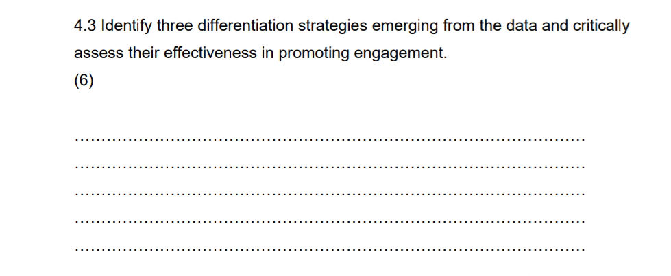 4.3 Identify three differentiation
