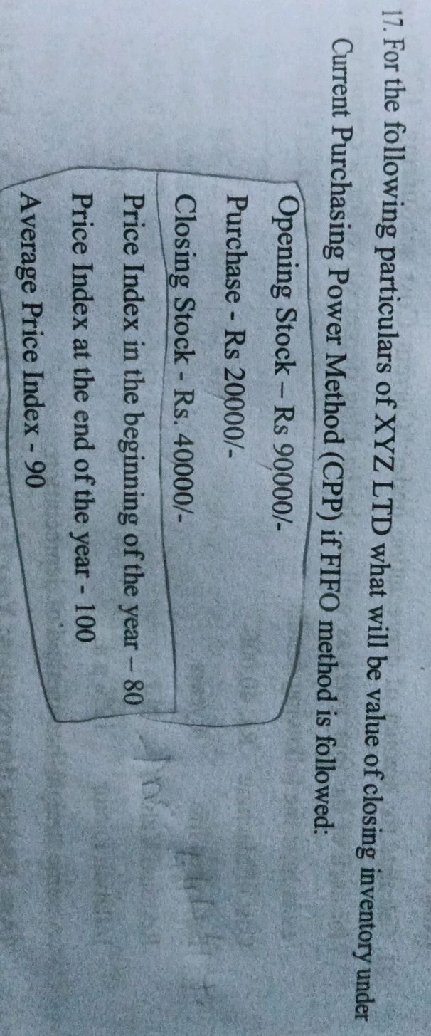 17. For the following particulars of XYZ LTD | StudyX