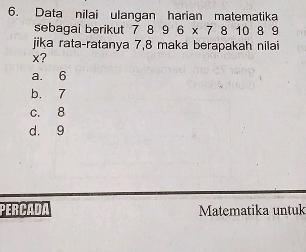 Data nilai ulangan harian matematika sebagai | StudyX