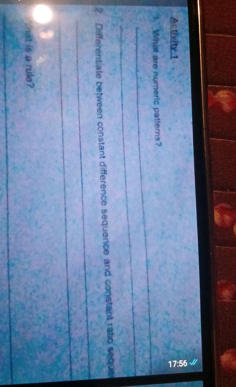 Activity 1 1. What are numeric patterns? | StudyX