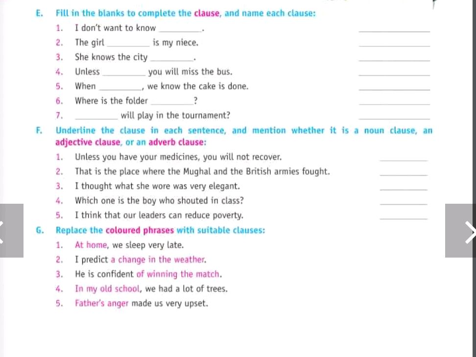 E. Fill in the blanks to complete the | StudyX