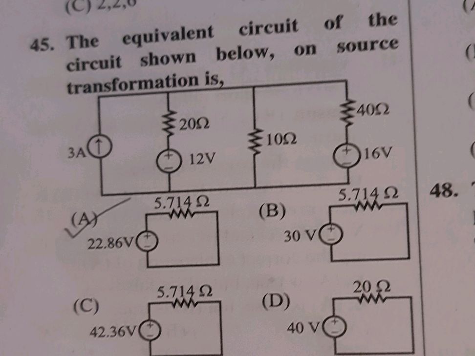45. The equivalent circuit of the circuit | StudyX