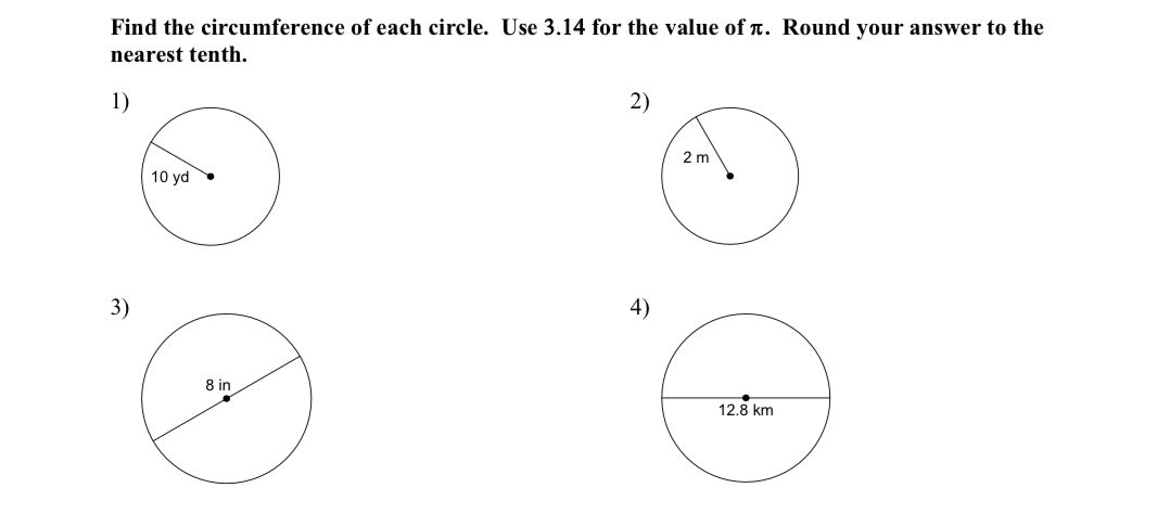 Find the circumference of each circle. Use | StudyX