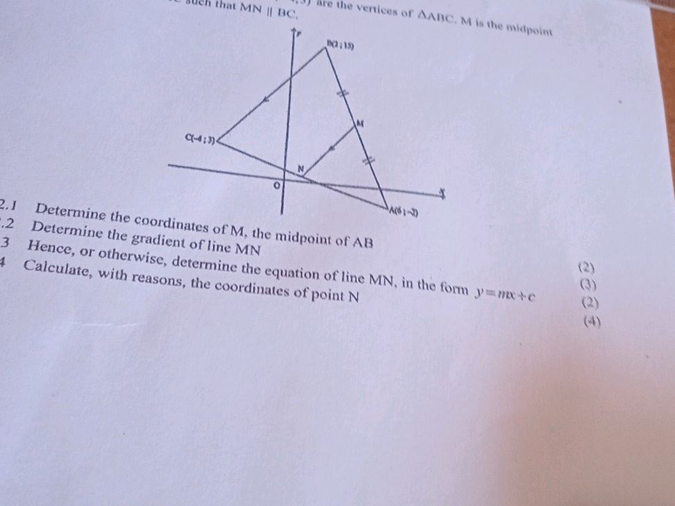 2.1 Determine the coordinates of M, the | StudyX