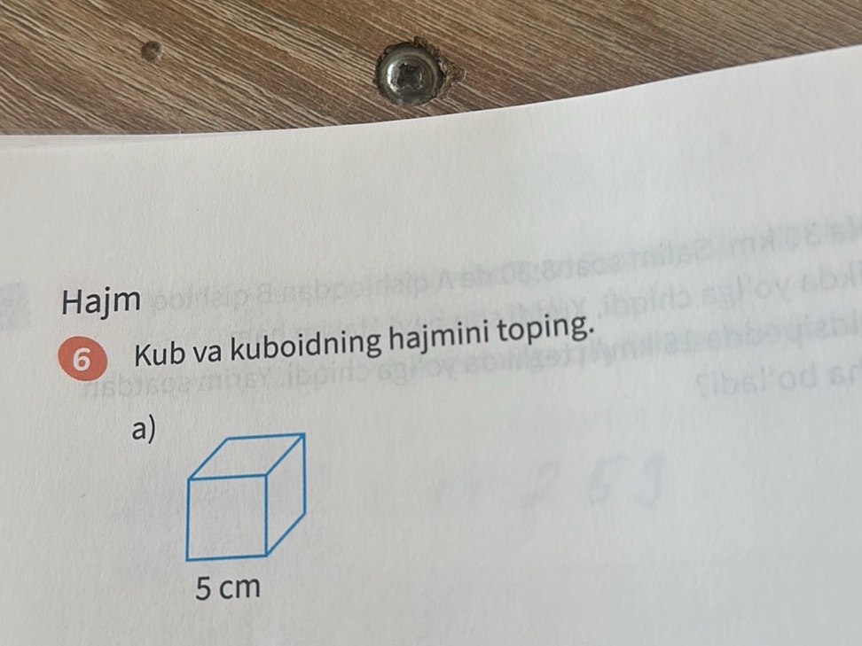 6. Kub va kuboidning hajmini toping. a) | StudyX