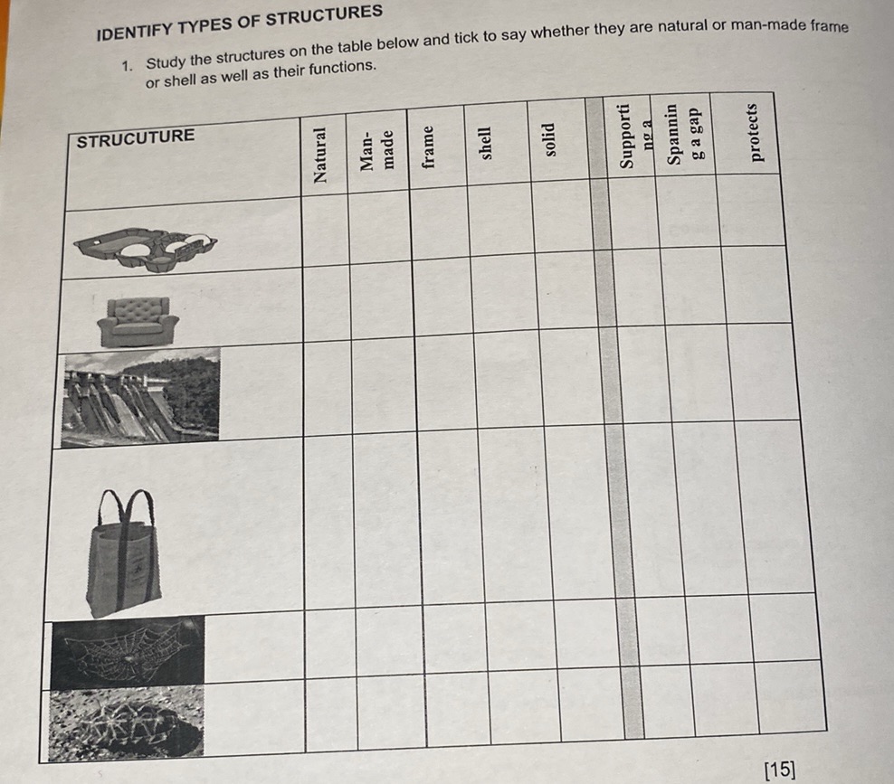 IDENTIFY TYPES OF STRUCTURES 1. Study the | StudyX