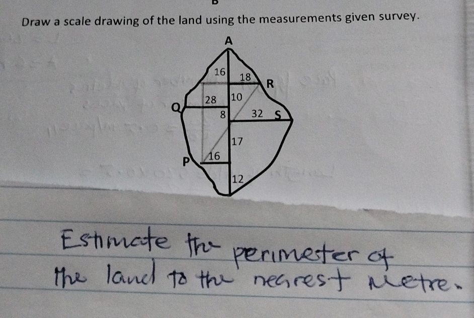 Draw a scale drawing of the land using the | StudyX