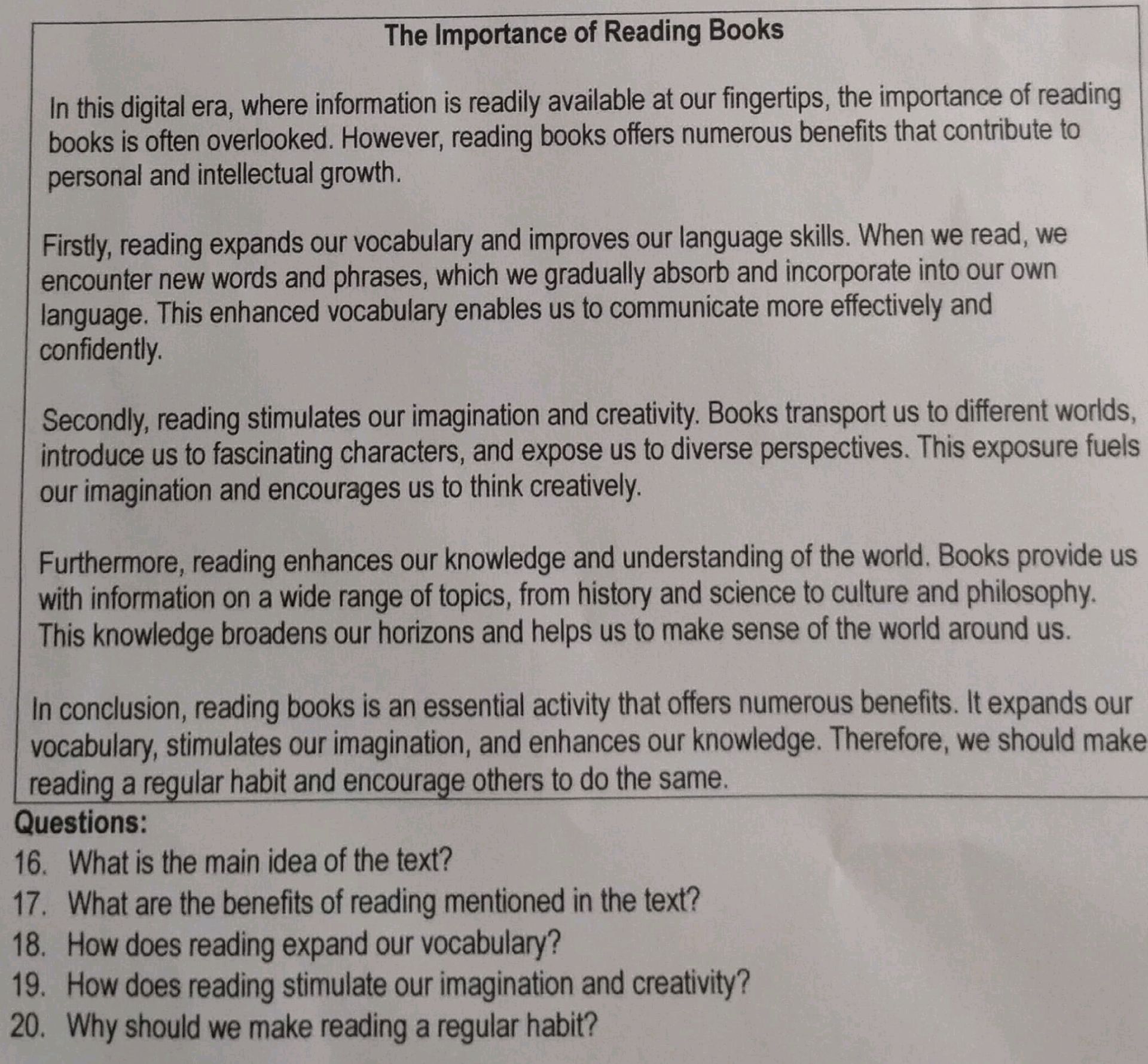 Questions: 16. What is the main idea of the | StudyX