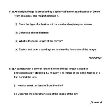 5(a) An upright image is produced by a | StudyX