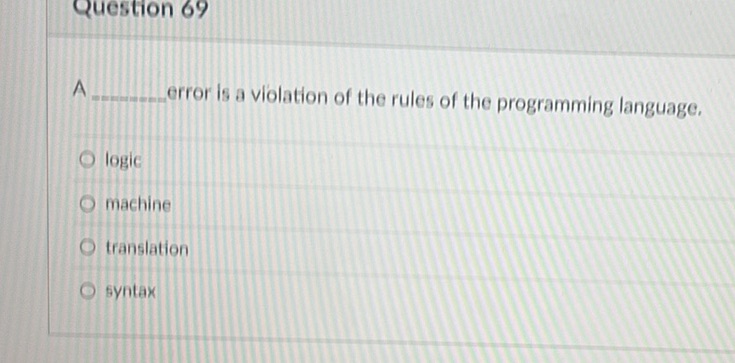 A ____ error is a violation of the rules of | StudyX