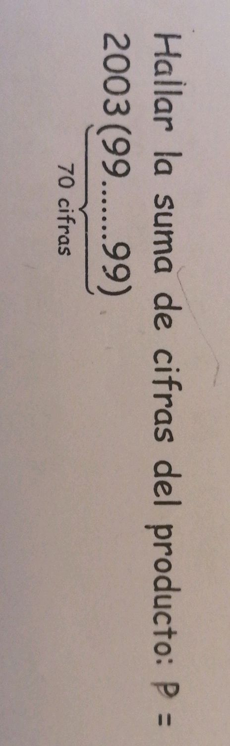 Hallar la suma de cifras del producto: P = | StudyX