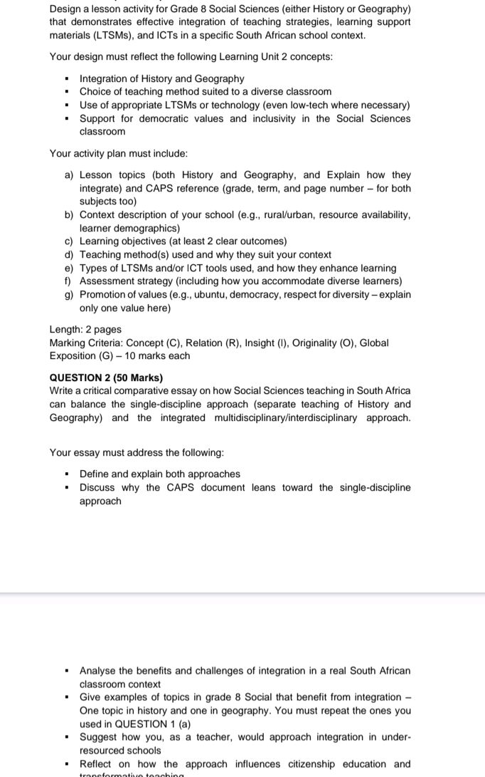 Design a lesson activity for Grade 8 Social | StudyX