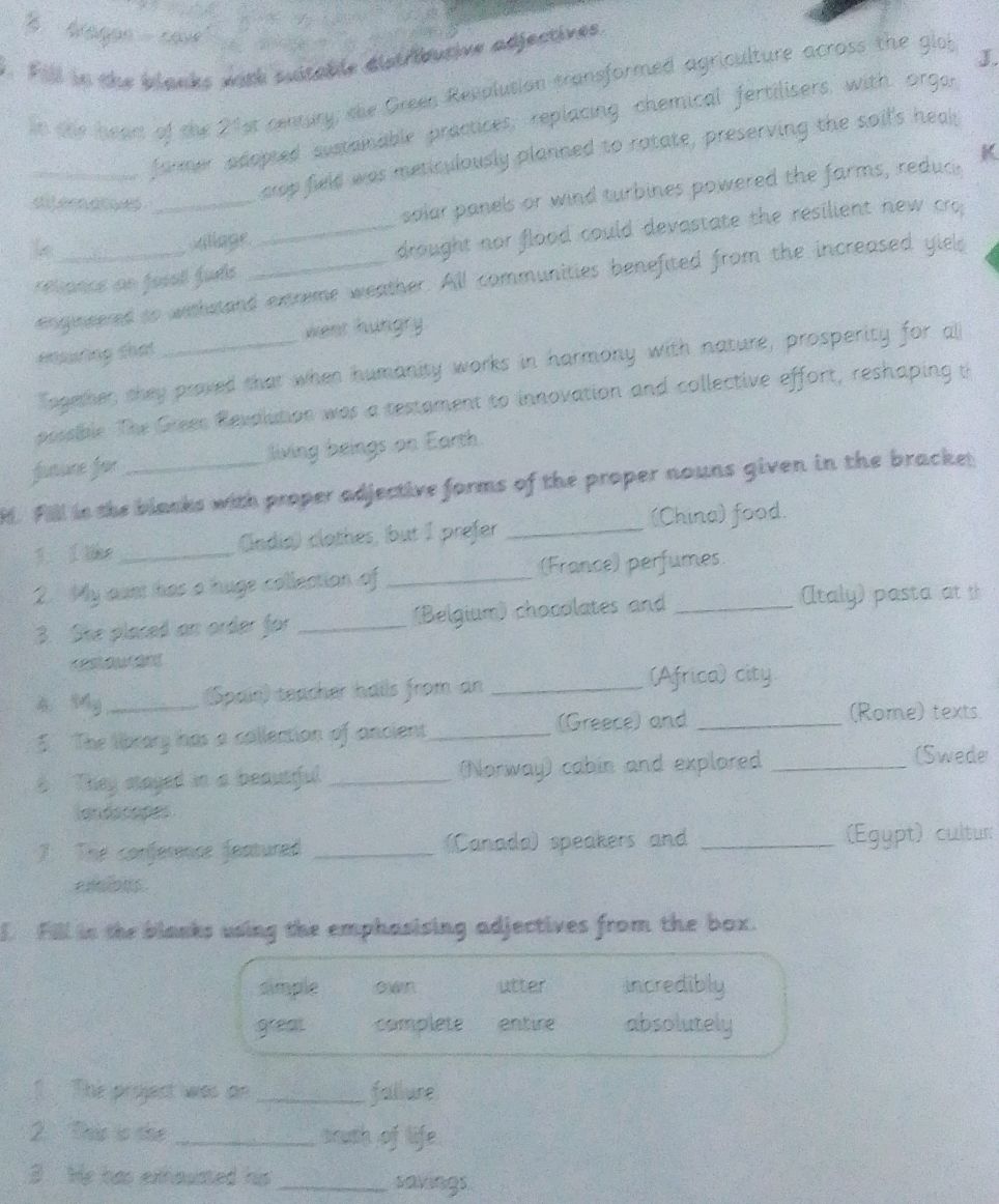 J. Fill in the blanks with suitable | StudyX