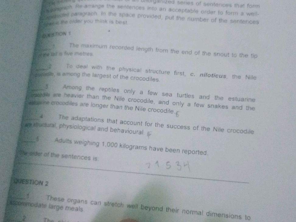 Re-arrange the sentences into an acceptable | StudyX