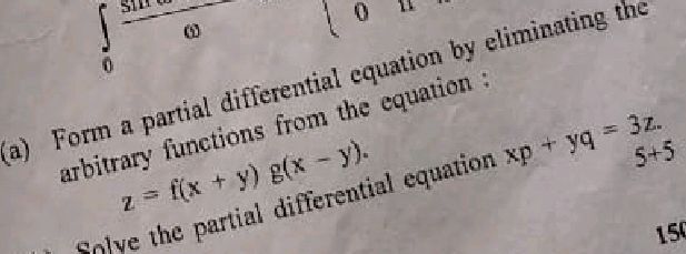(a) Form a partial differential equation by | StudyX