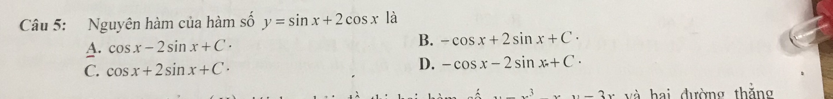 Câu 5: Nguyên hàm của hàm số $y = x + 2 | StudyX