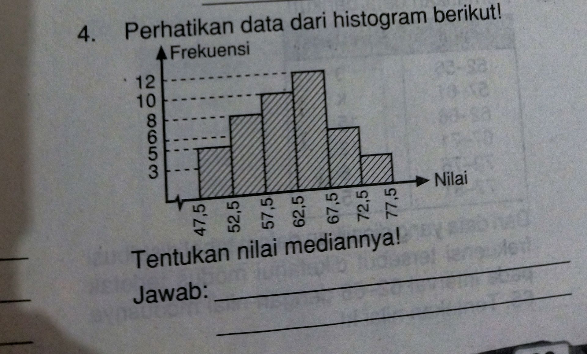 4. Perhatikan data dari histogram berikut! | StudyX