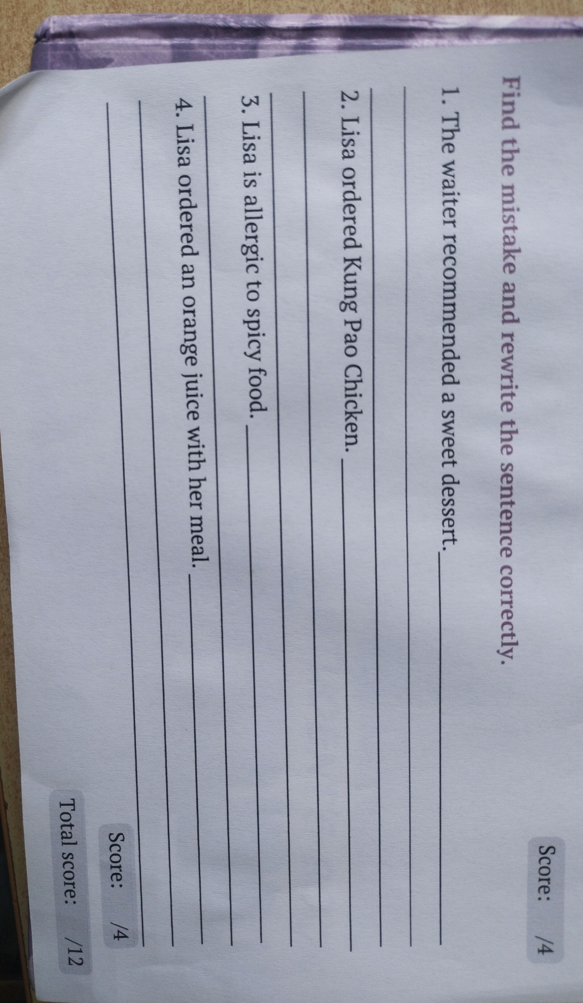 Find the mistake and rewrite the sentence | StudyX