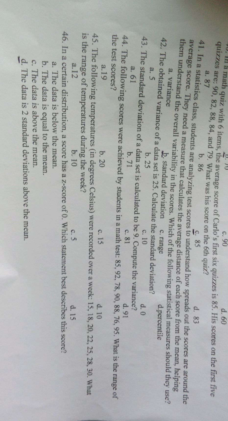 40. In a math quiz with 6 items, the average | StudyX