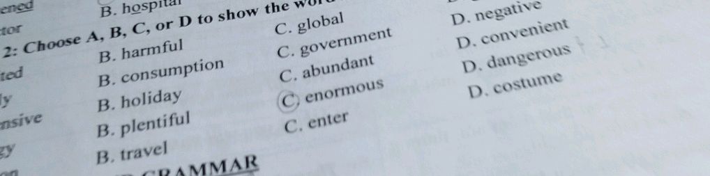 2: Choose A, B, C, or D to show the word B. | StudyX