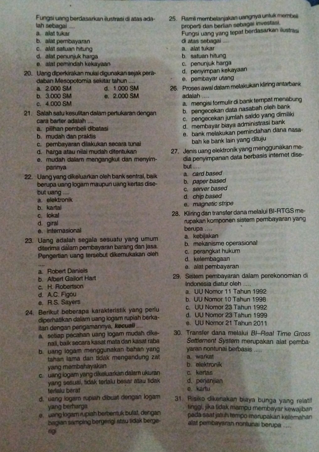 Fungsi uang berdasarkan ilustrasi di atas | StudyX