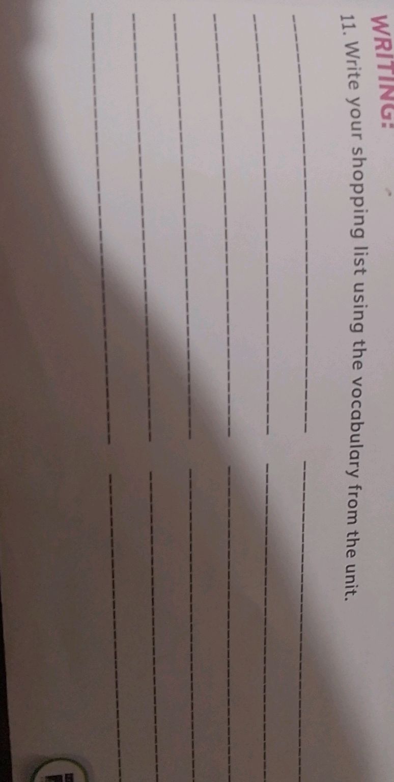 11. Write your shopping list using the | StudyX