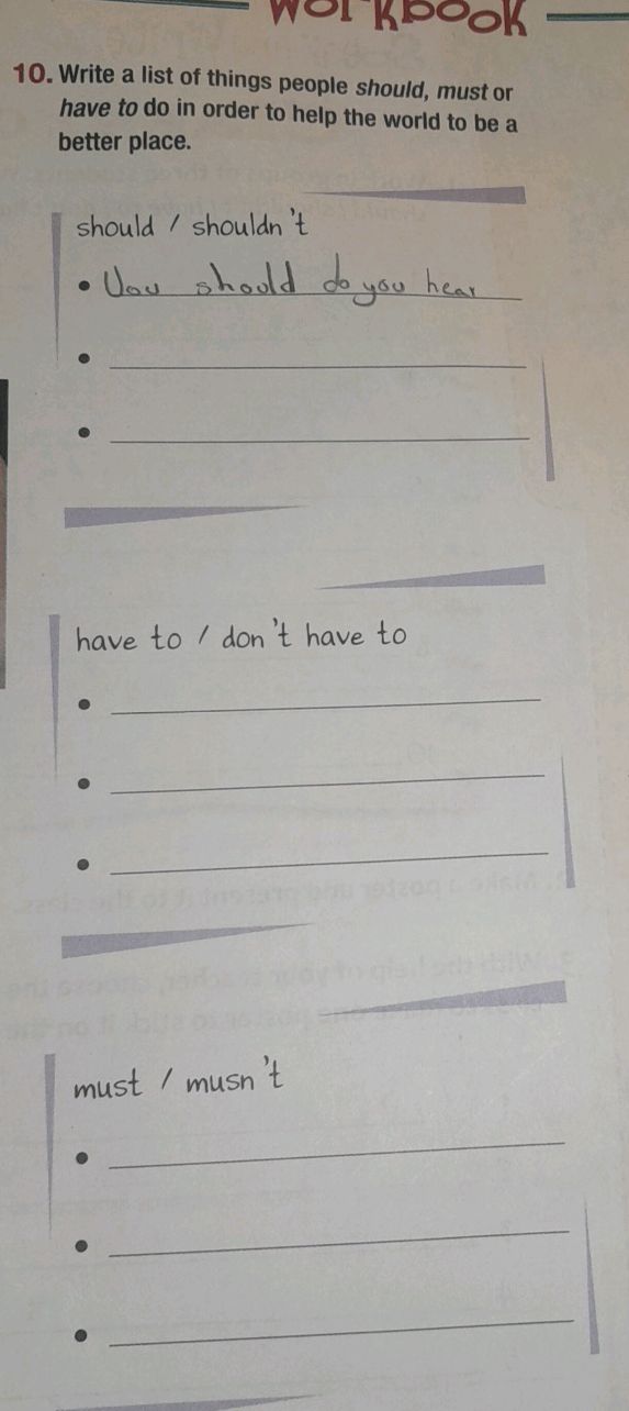 10. Write a list of things people should, | StudyX