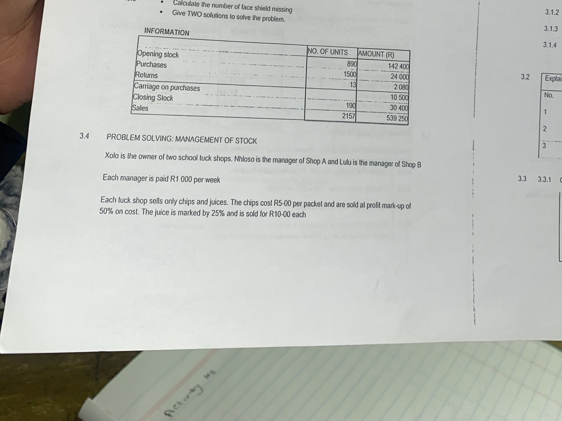 Calculate the number of face shield missing | StudyX