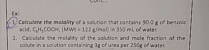 1. Calculate the molality of a solution that | StudyX