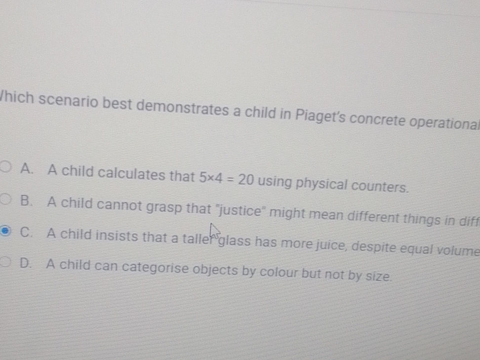 Which scenario best demonstrates a child in | StudyX