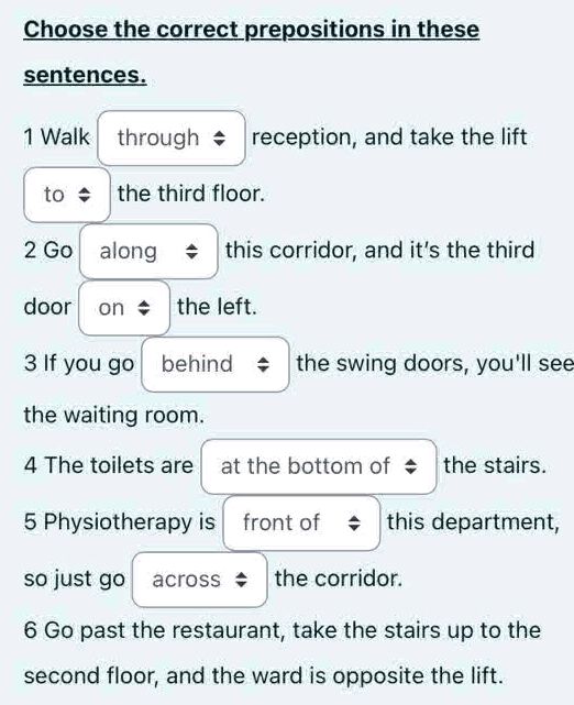 Choose the correct prepositions in these | StudyX