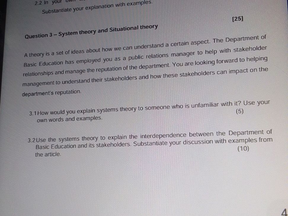 Question 3 - System theory and Situational | StudyX