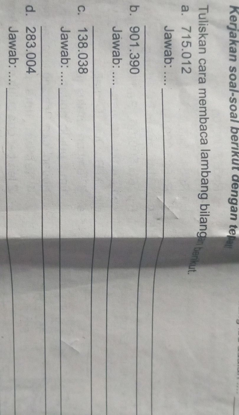 Tuliskan cara membaca lambang bilangan | StudyX