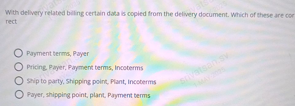 With delivery related billing certain data | StudyX