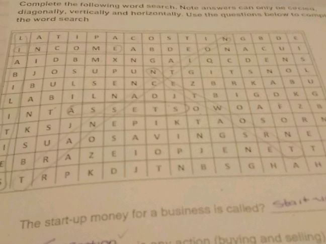 Complete the following word search. Note | StudyX