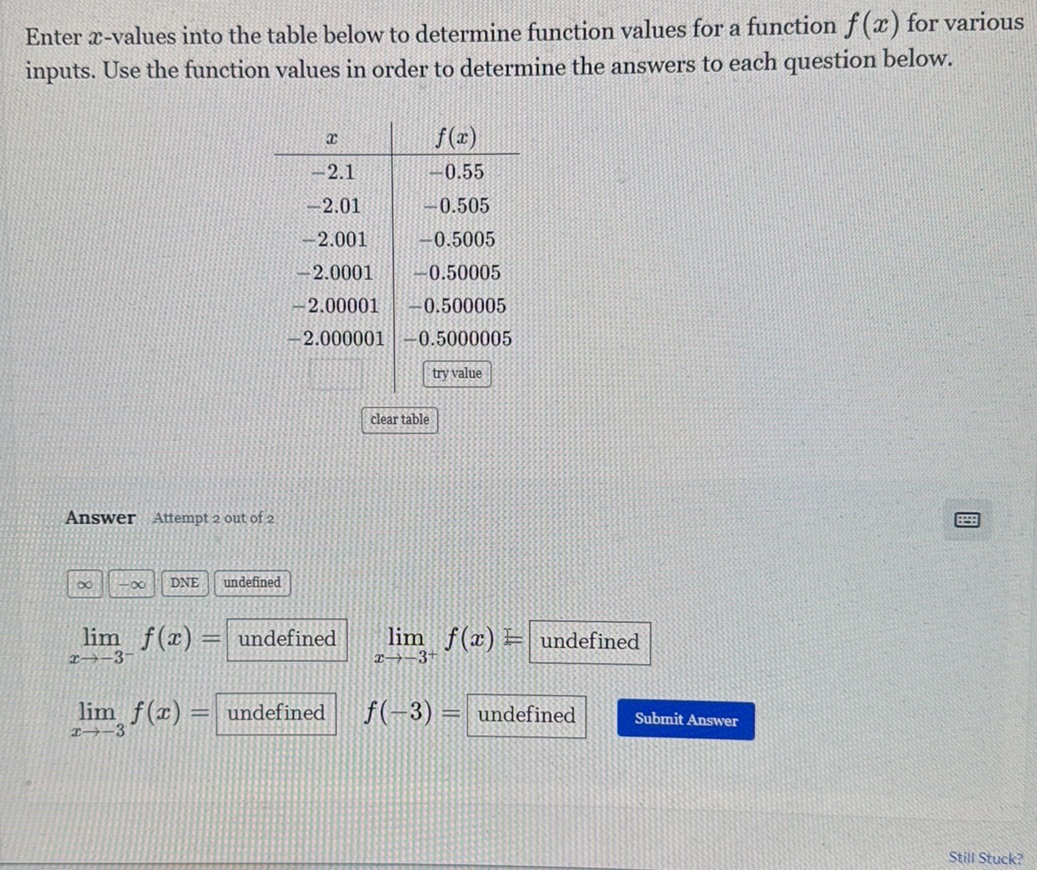 Enter x-values into the table below to | StudyX