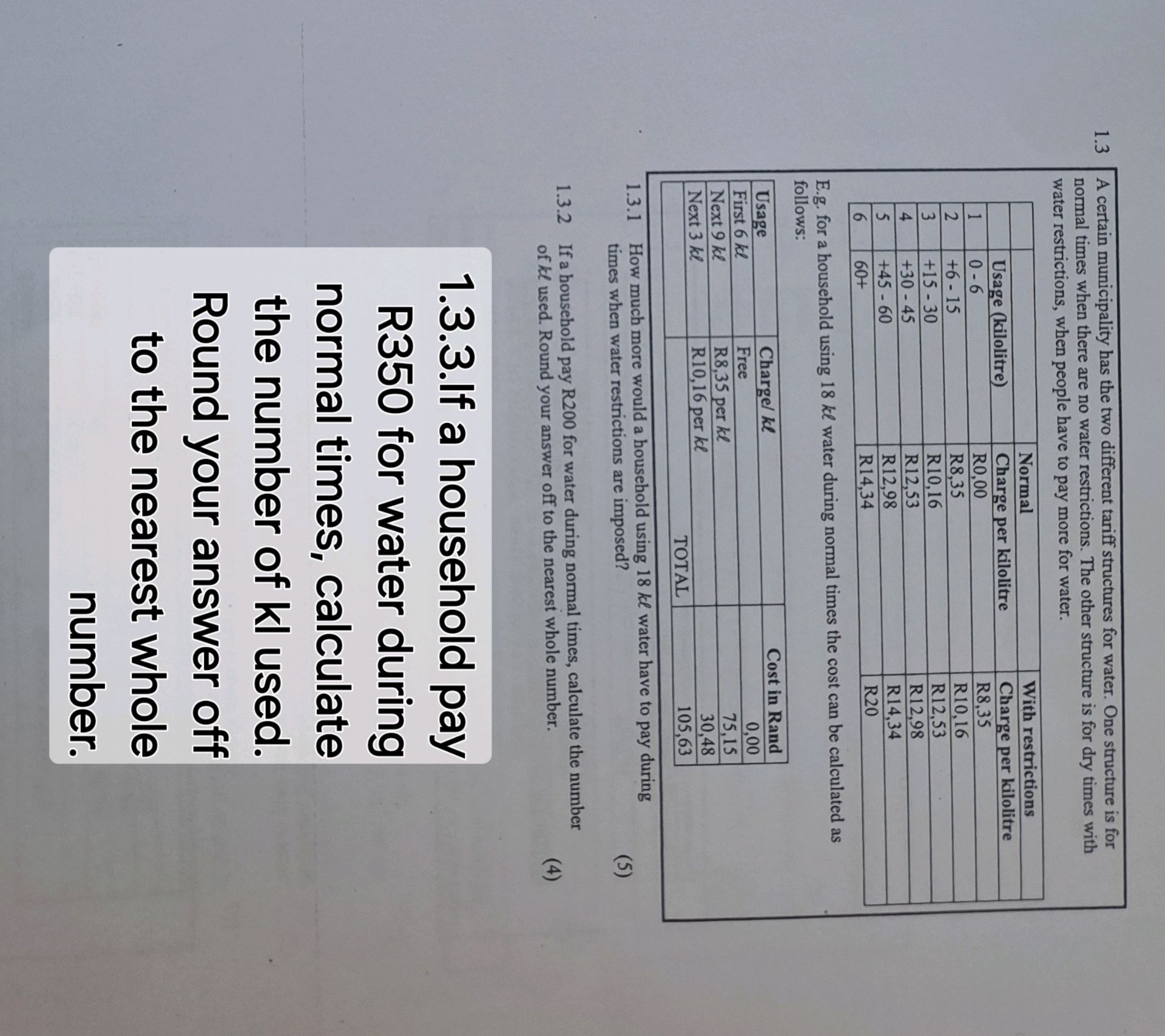 1. 3.3.If a household pay R350 for water | StudyX