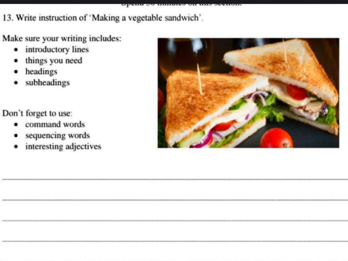 13. Write instruction of 'Making a vegetable | StudyX
