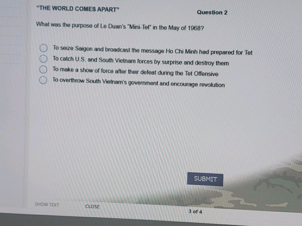 What was the purpose of Le Duan's "Mini-Tet" | StudyX