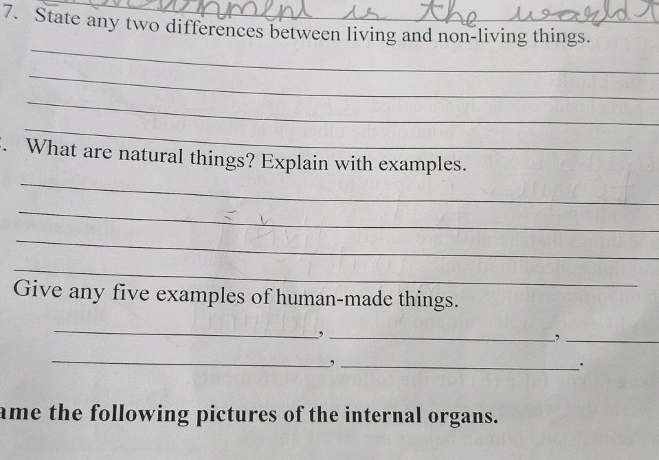 7. State any two differences between living | StudyX