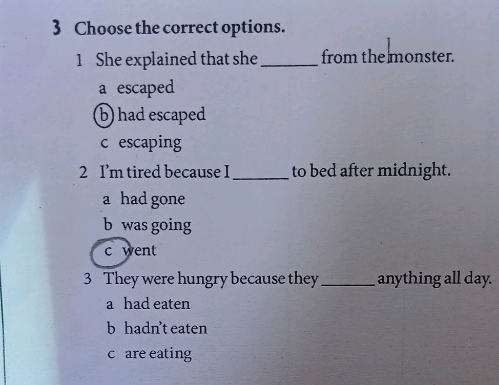 3 Choose the correct options. 1 She | StudyX