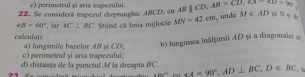 22. Se consideră trapezul dreptunghic | StudyX