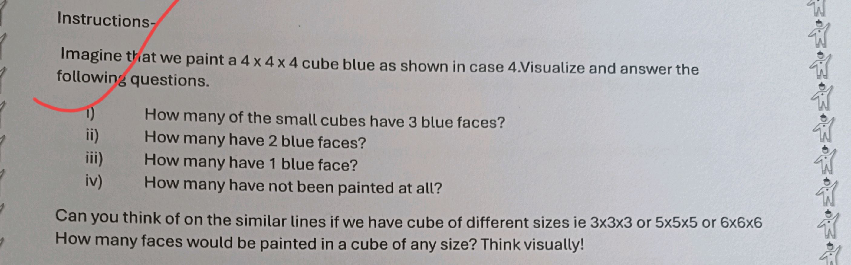 Imagine that we paint a 4 x 4 x 4 cube blue | StudyX
