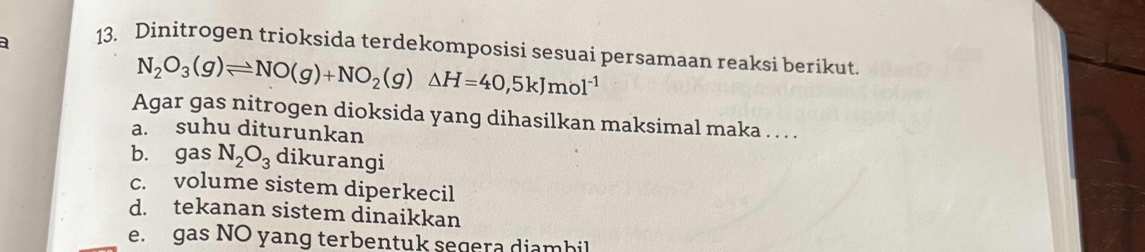 13. Dinitrogen trioksida terdekomposisi | StudyX